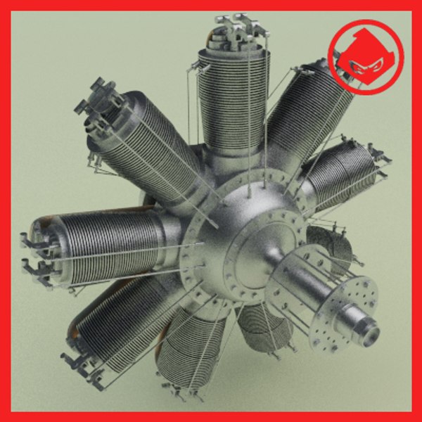 ww1 clerget rotary engine 3d max