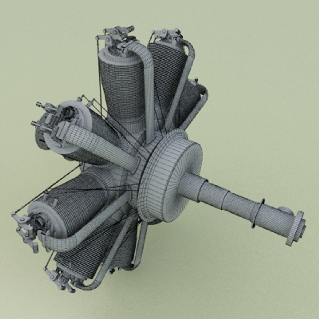 ww1 clerget rotary engine 3d max