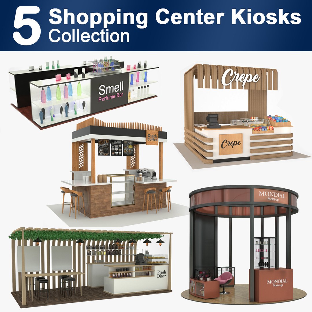 modelo 3d Mall and Shopping center Kiosks Collection - TurboSquid 1961225