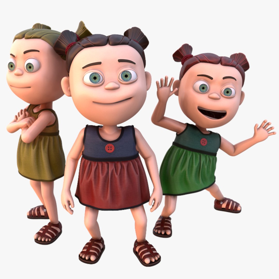 Cartoon girl rig model - TurboSquid 1355922