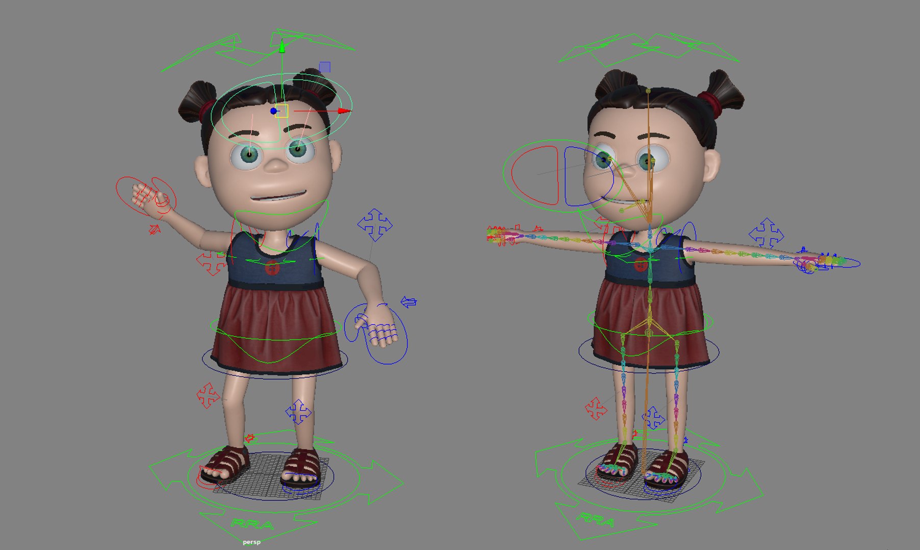 Cartoon girl rig model - TurboSquid 1355922