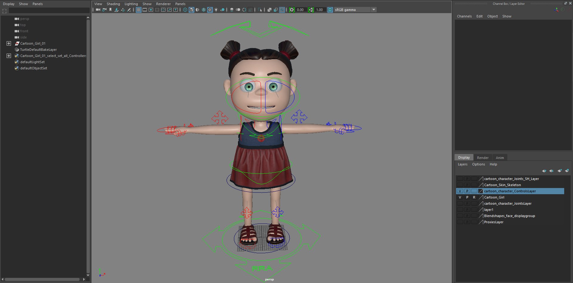 Cartoon girl rig model - TurboSquid 1355922