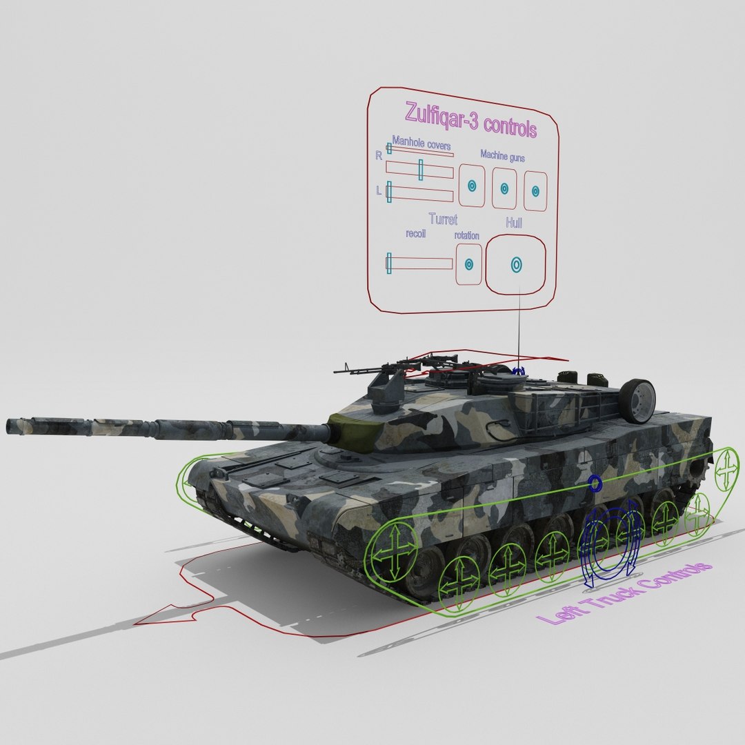 zulfiqar iranian main battle tank 3d max