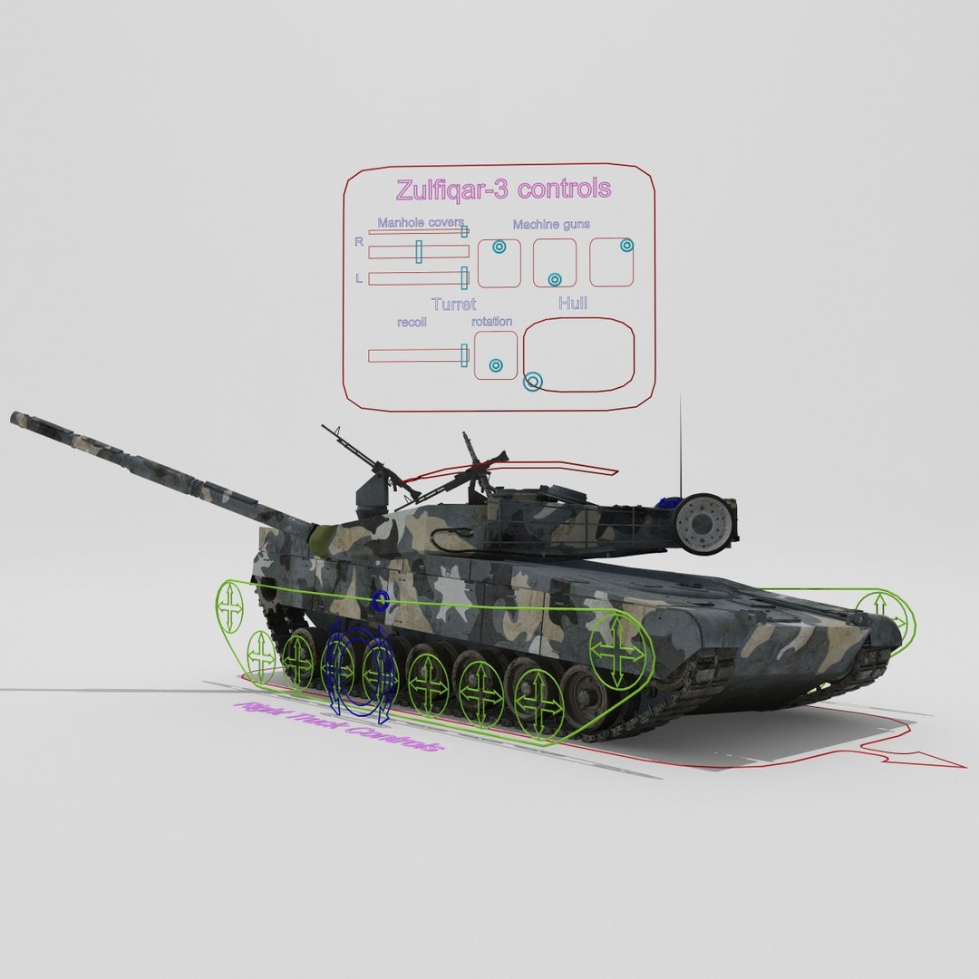 zulfiqar iranian main battle tank 3d max