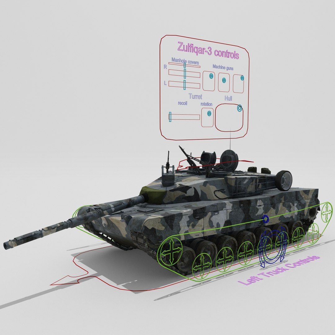 zulfiqar iranian main battle tank 3d max