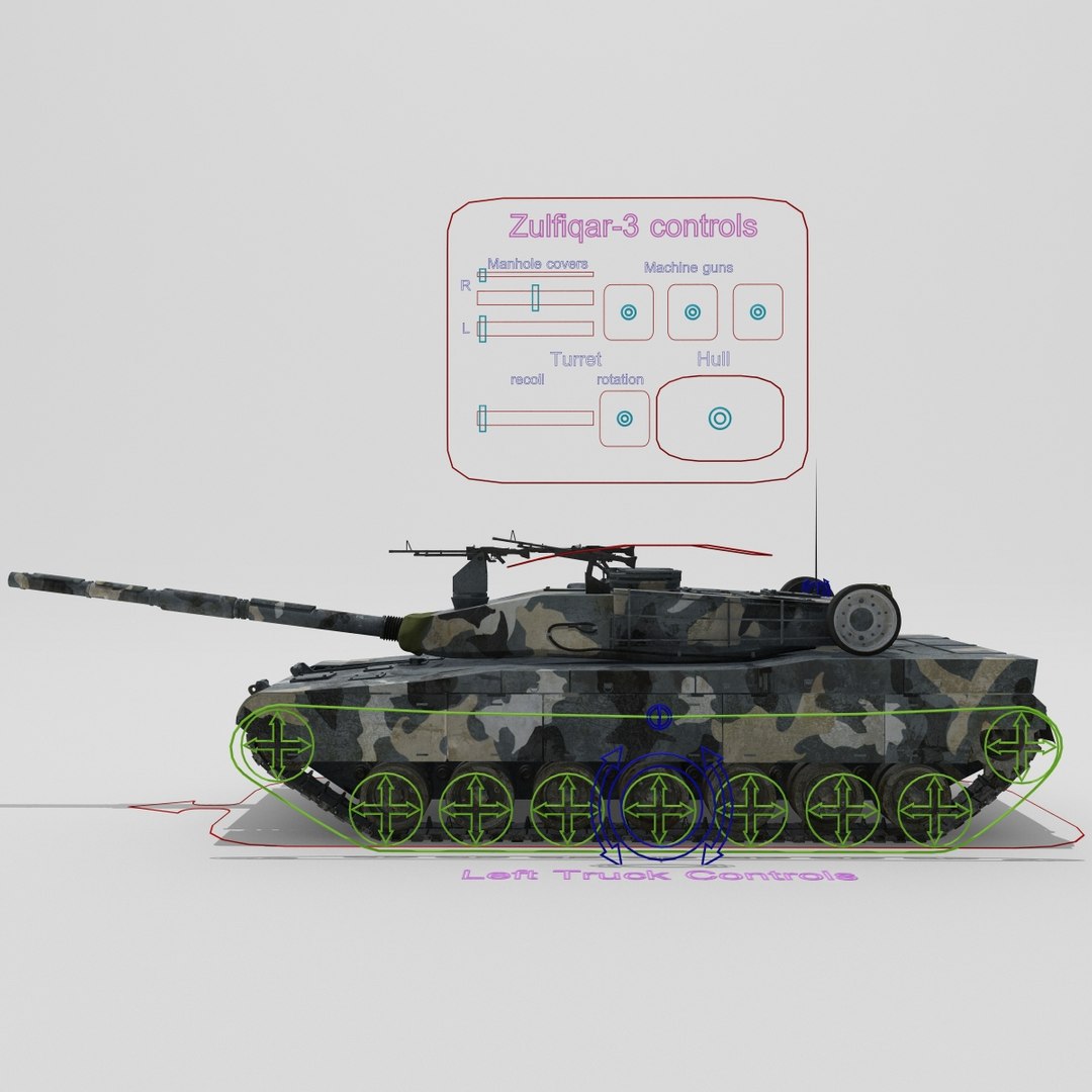 zulfiqar iranian main battle tank 3d max