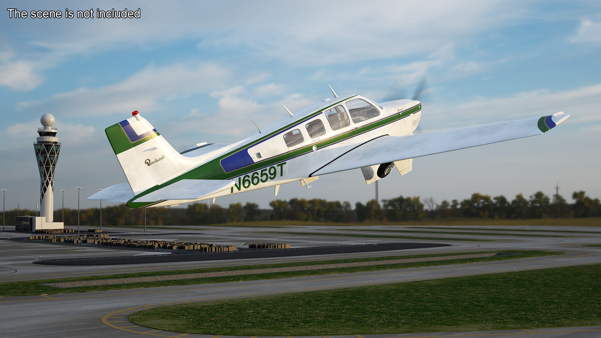 Light Aircraft Beechcraft Bonanza Rigged 3D Model - TurboSquid 2225112