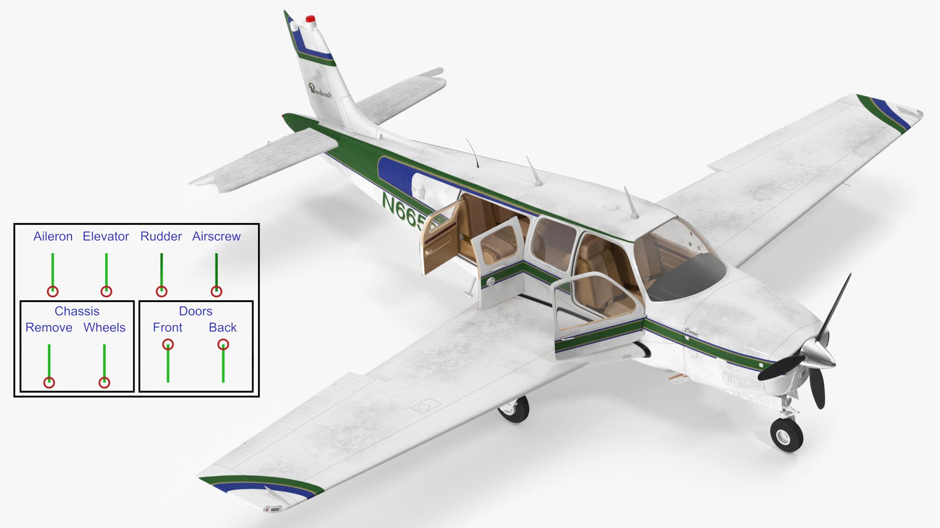 Light Aircraft Beechcraft Bonanza Rigged 3D Model - TurboSquid 2225112