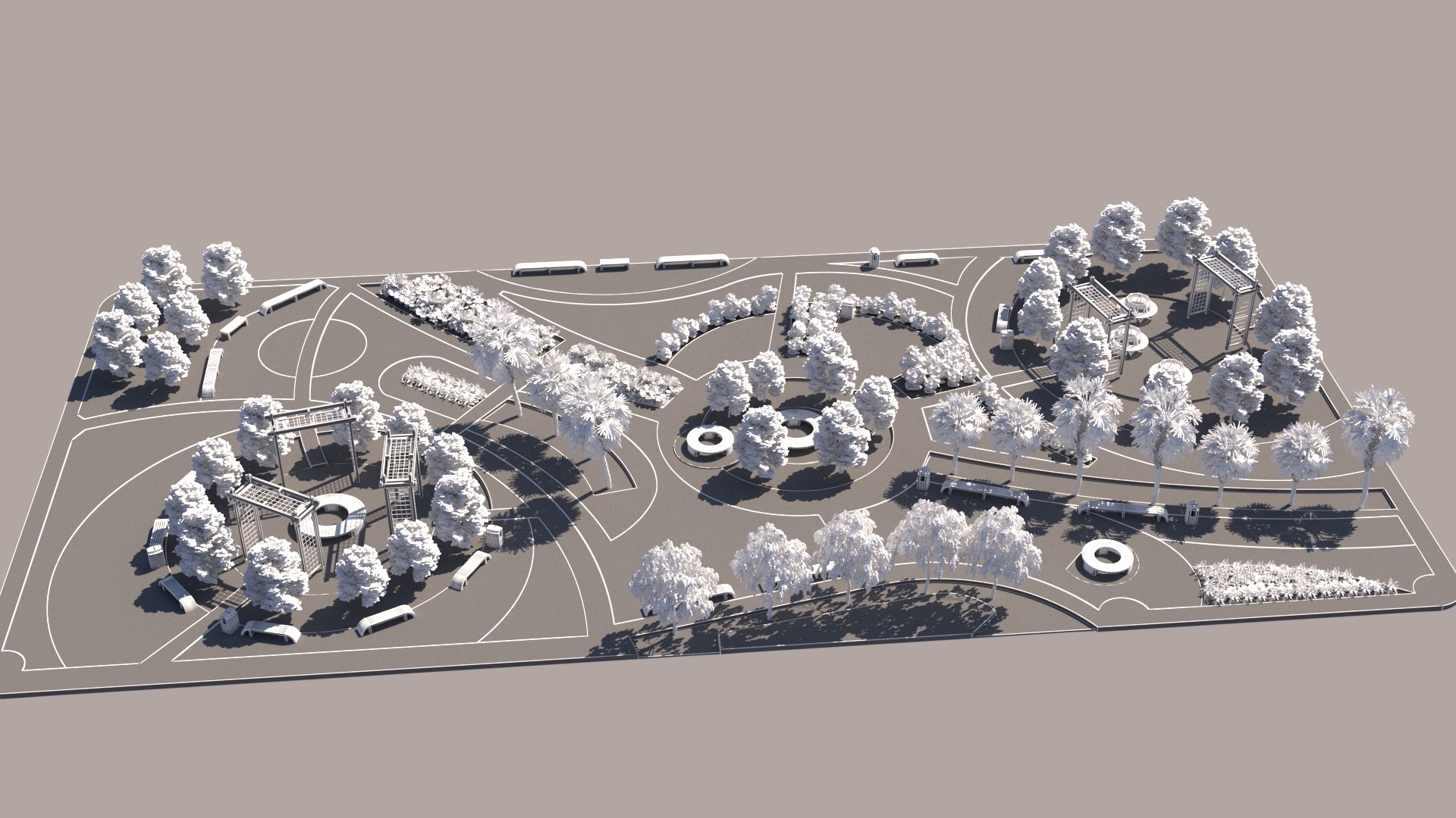 Detailed Public Square Landscape 3D Model 3D - TurboSquid 2434921