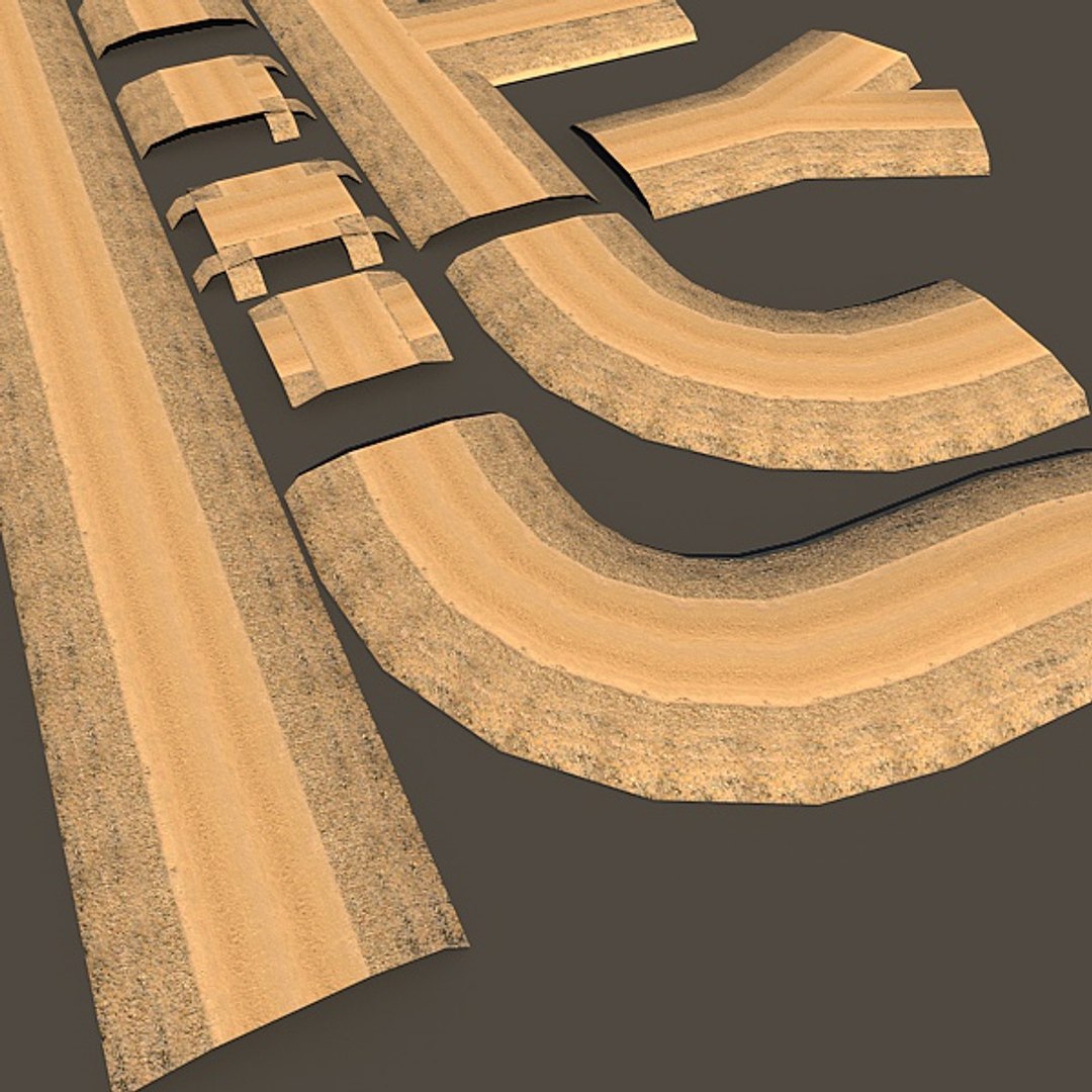 3d model dirtroad desert road