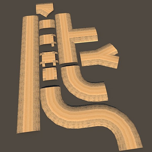 3d model dirtroad desert road