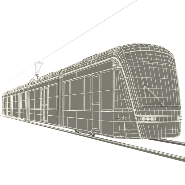3d model low-floor light rail vehicle