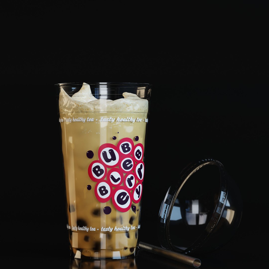3d Milkshake Bubbleberry Model