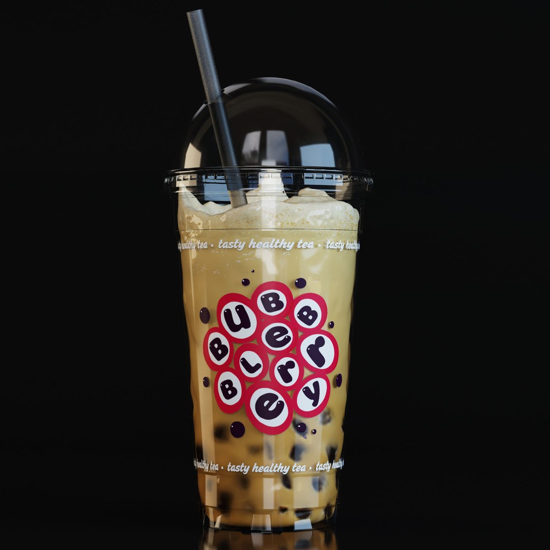 3d Milkshake Bubbleberry Model