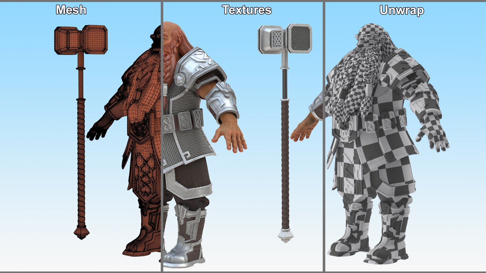 3D Dwarf Fighter In Chainmail With Hammer Rigged Model - TurboSquid 2387137