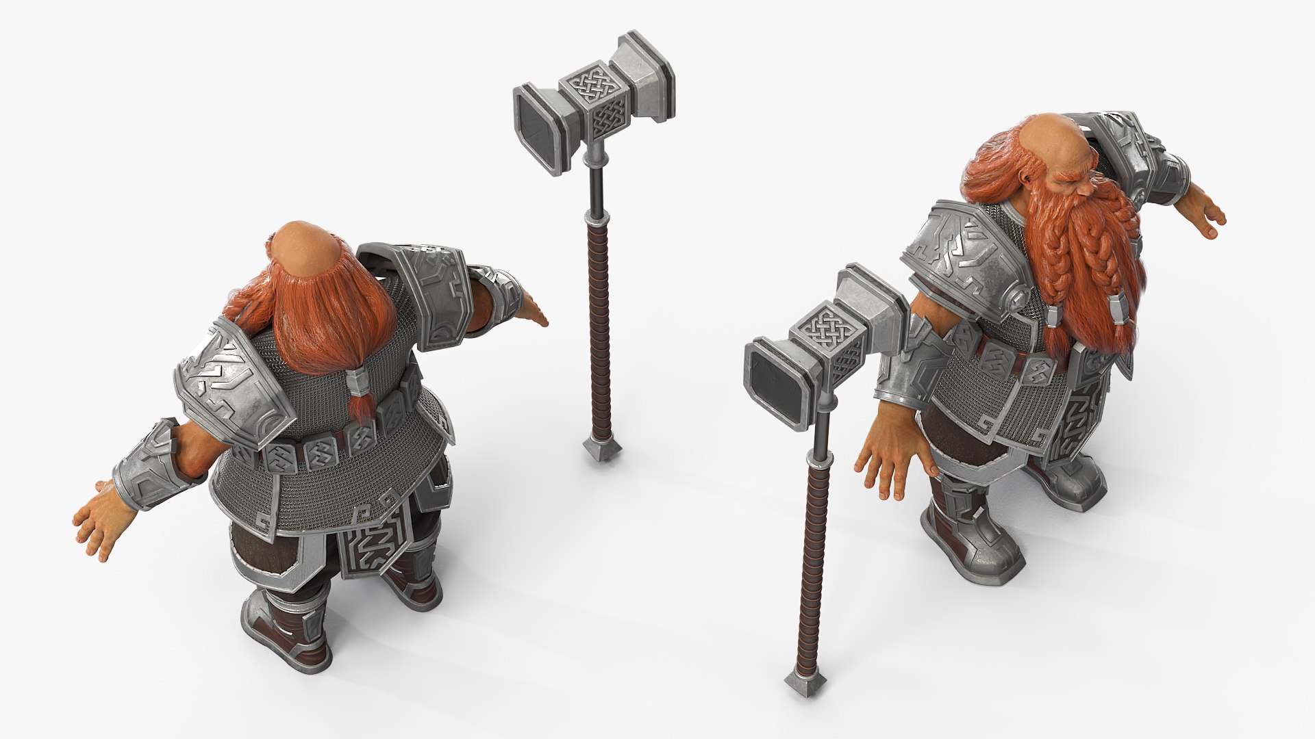 3D Dwarf Fighter In Chainmail With Hammer Rigged Model - TurboSquid 2387137