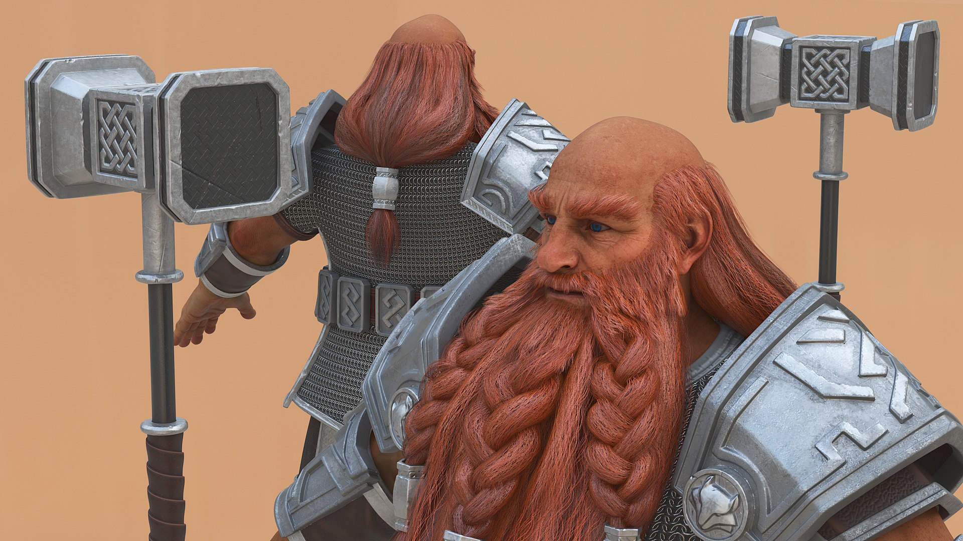 3D Dwarf Fighter In Chainmail With Hammer Rigged Model - TurboSquid 2387137