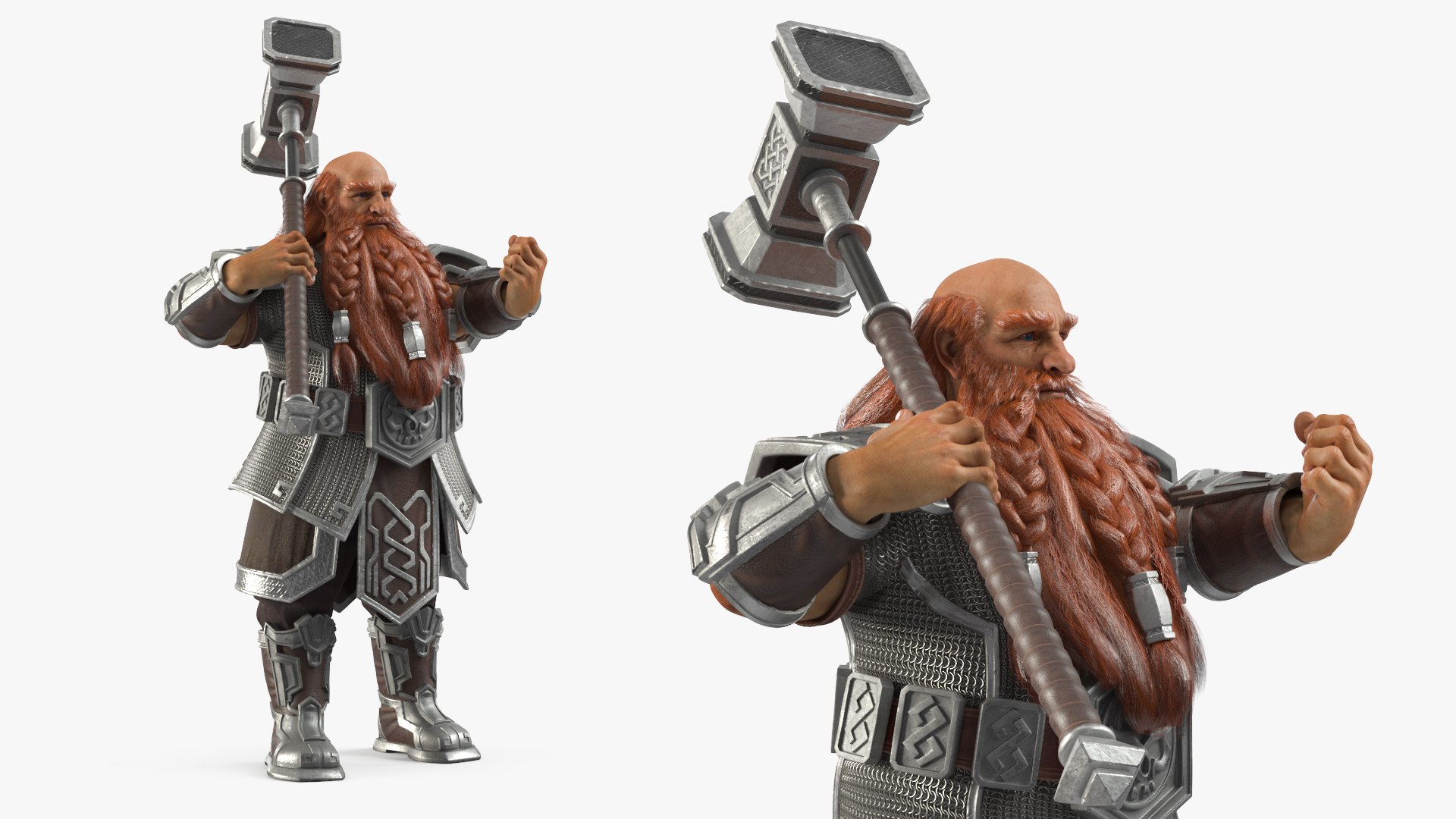 3D Dwarf Fighter In Chainmail With Hammer Rigged Model - TurboSquid 2387137
