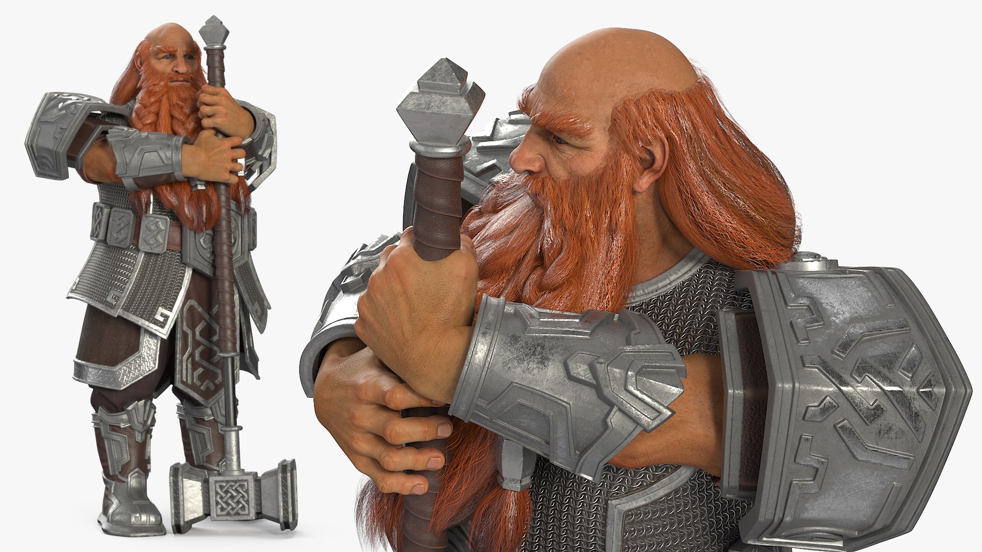 3D Dwarf Fighter In Chainmail With Hammer Rigged Model - TurboSquid 2387137