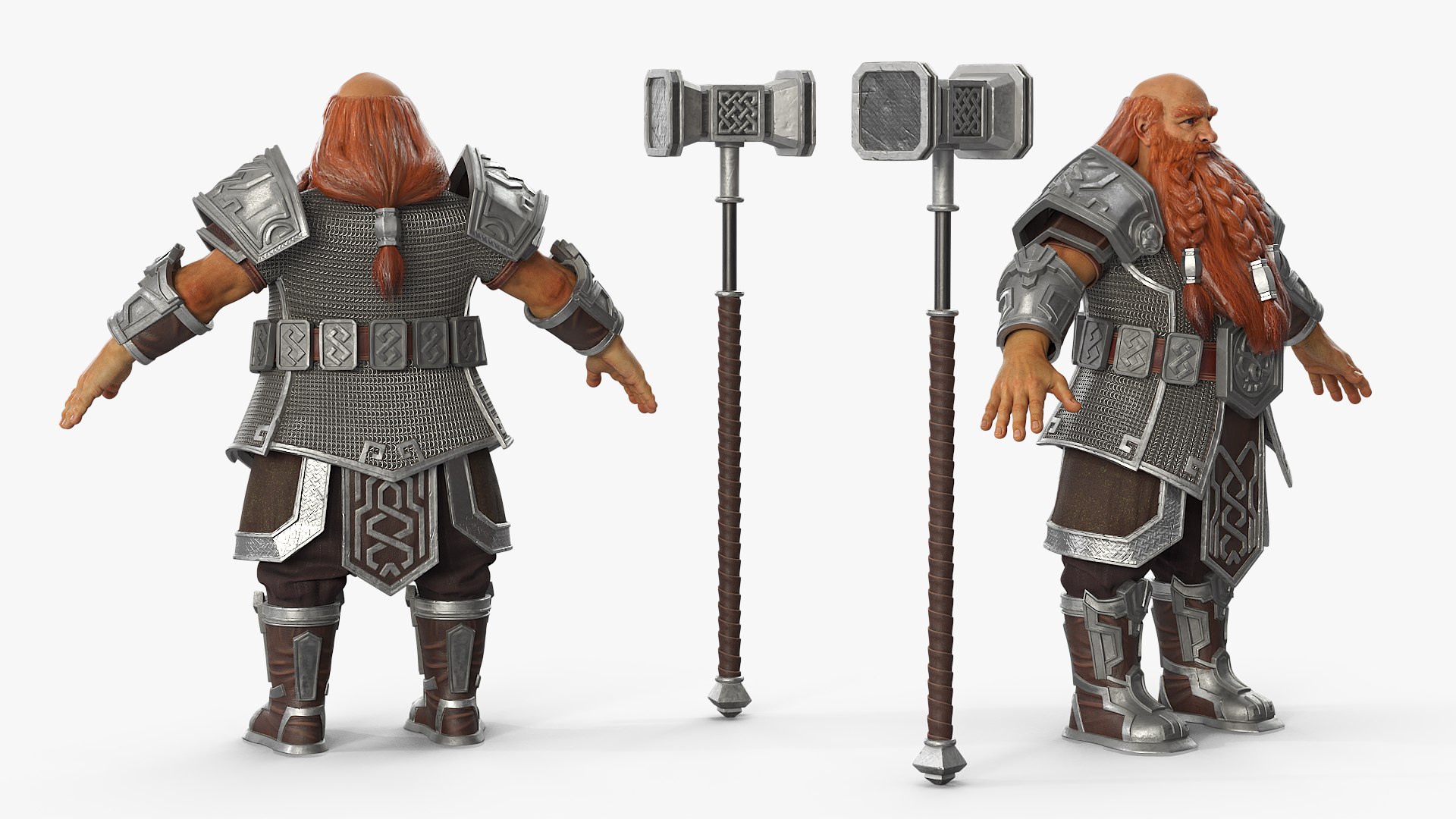 3D Dwarf Fighter In Chainmail With Hammer Rigged Model - TurboSquid 2387137