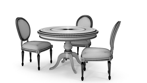 Dining Table Set for 3 Persons 3D model - TurboSquid 1816975