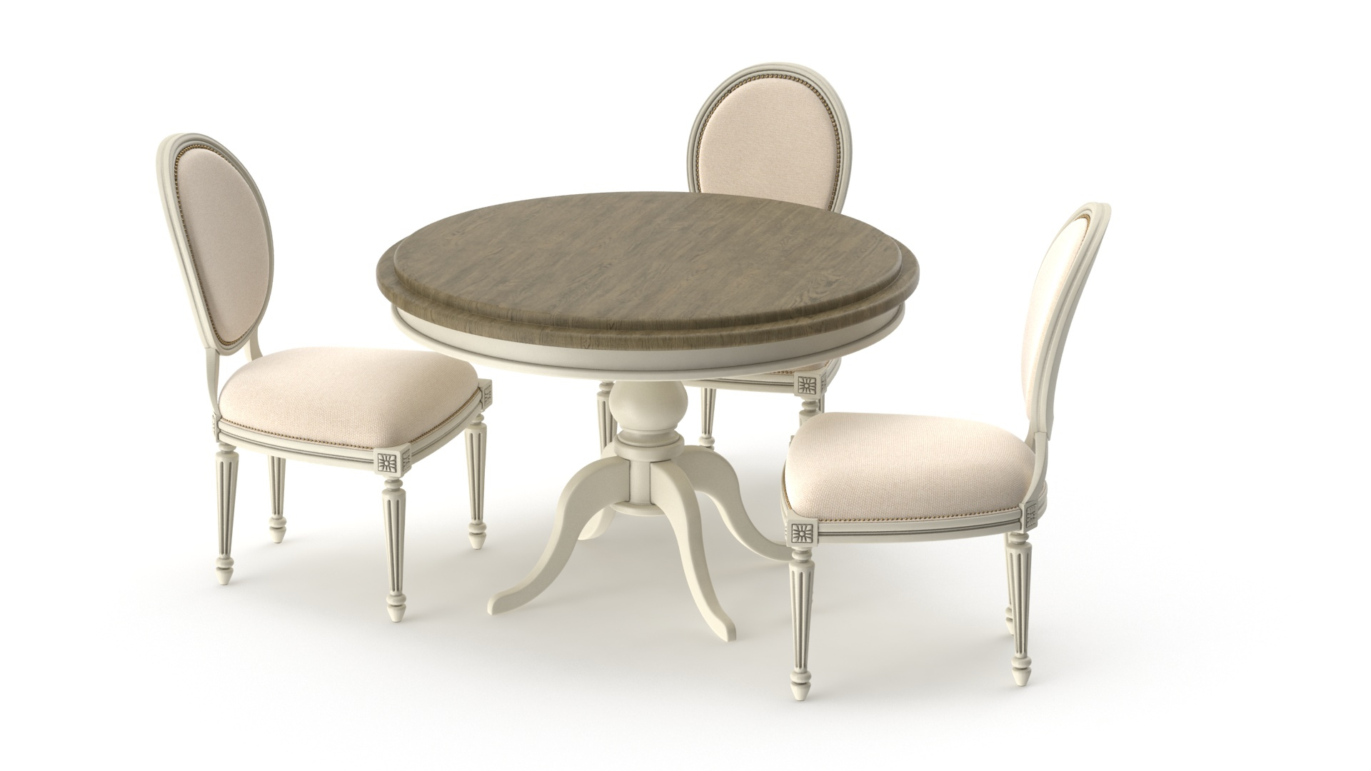 Dining Table Set For 3 Persons 3D Model - TurboSquid 1816975