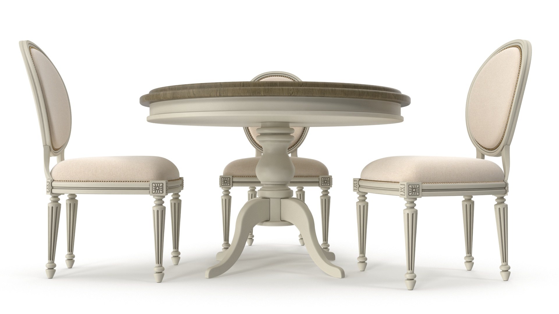 Dining Table Set For 3 Persons 3D Model - TurboSquid 1816975