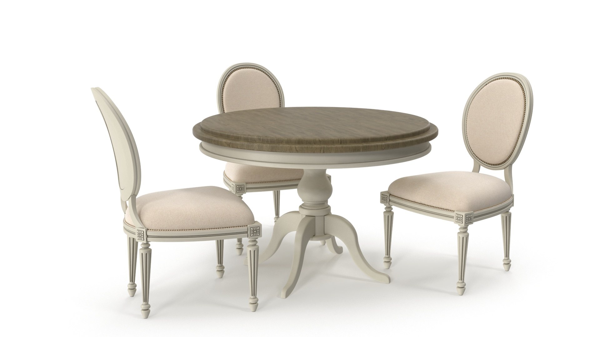 Dining Table Set For 3 Persons 3D Model - TurboSquid 1816975