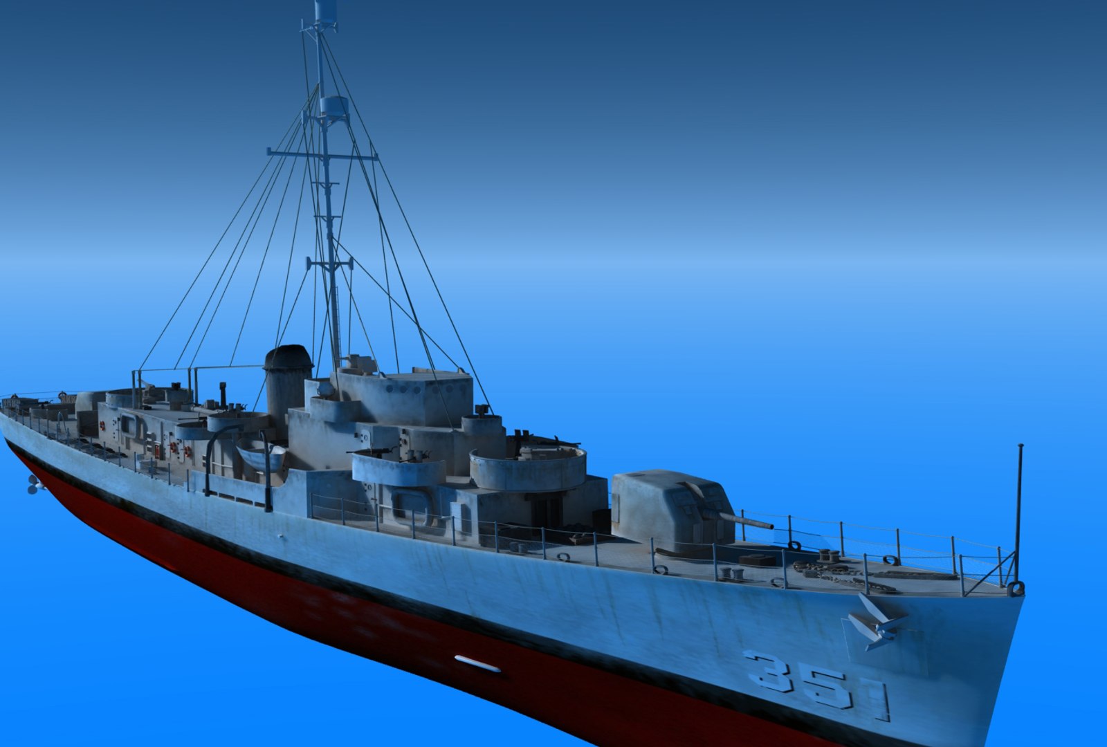 Uss Butler Class Ship 3d Model