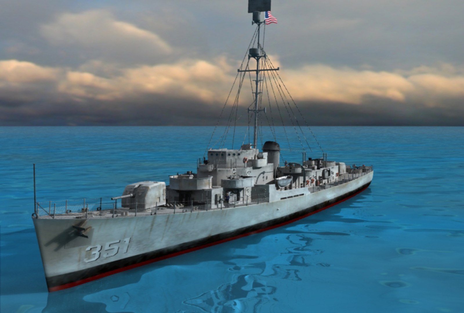 Uss Butler Class Ship 3d Model