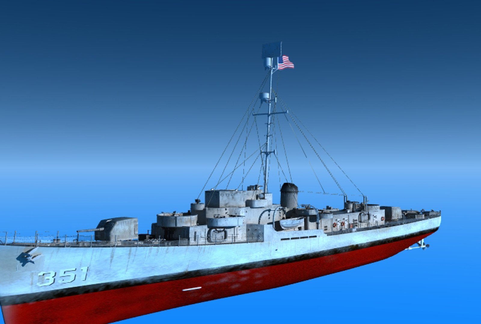 Uss Butler Class Ship 3d Model