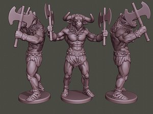 Minotaur warrior guard axes 3D model - TurboSquid 1460101