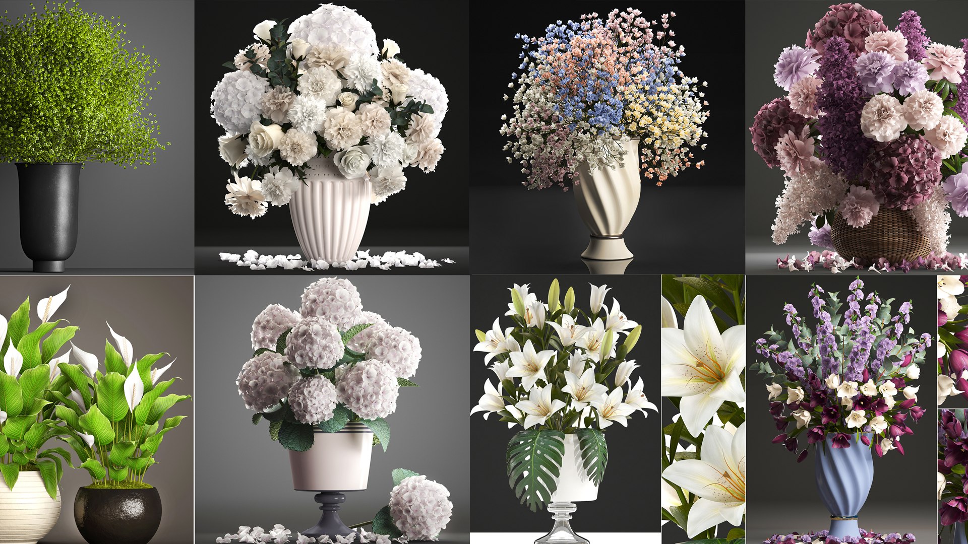 Collection Of Bouquets 33 Pieces 3D Model - TurboSquid 1966301