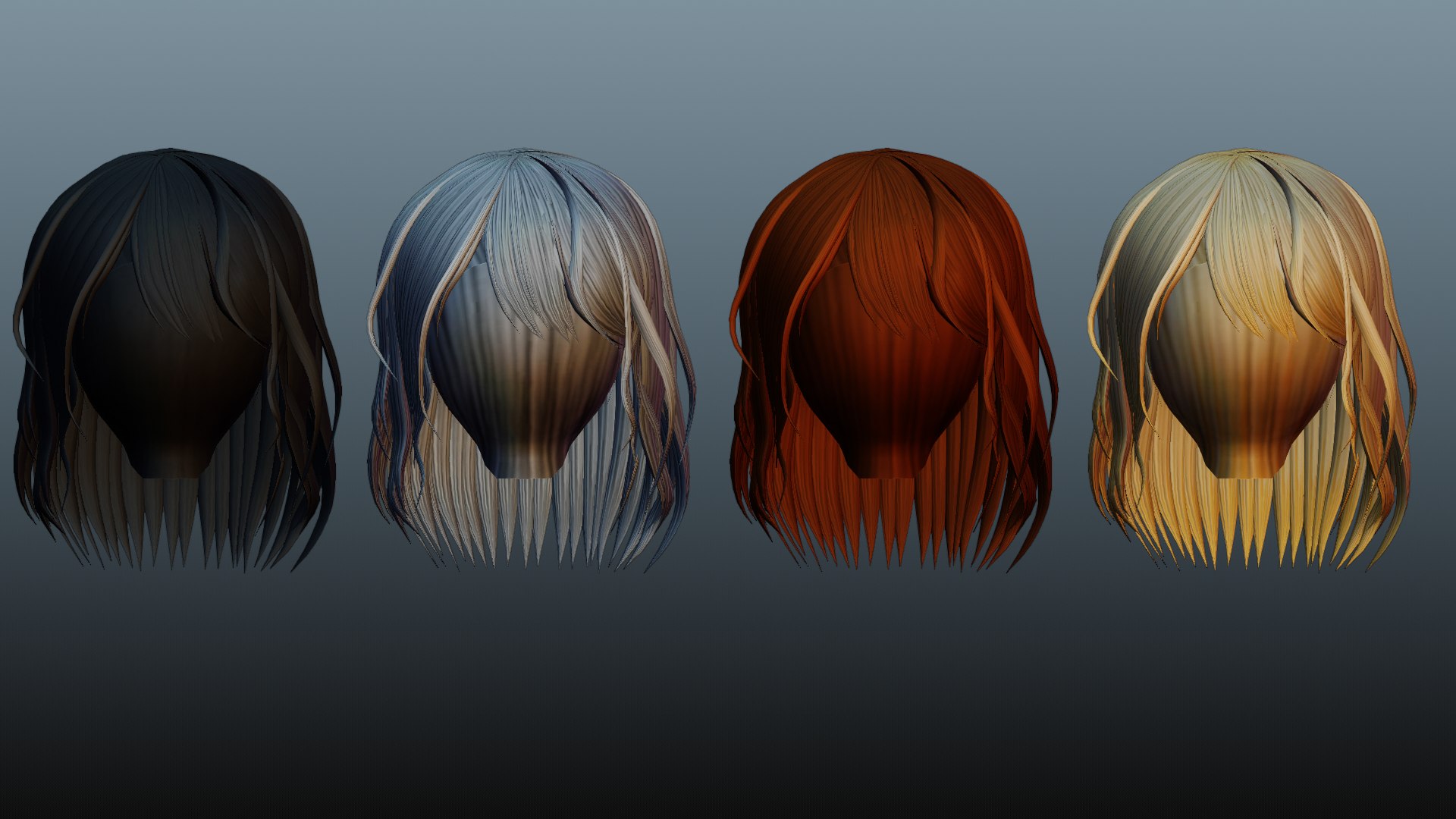 3D Model Female Hair Low Poly 4 Colors - TurboSquid 2143144