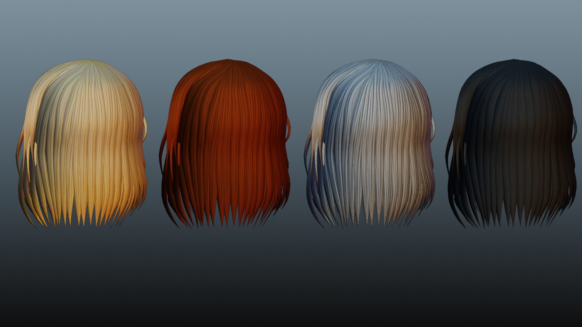 3D Model Female Hair Low Poly 4 Colors - TurboSquid 2143144