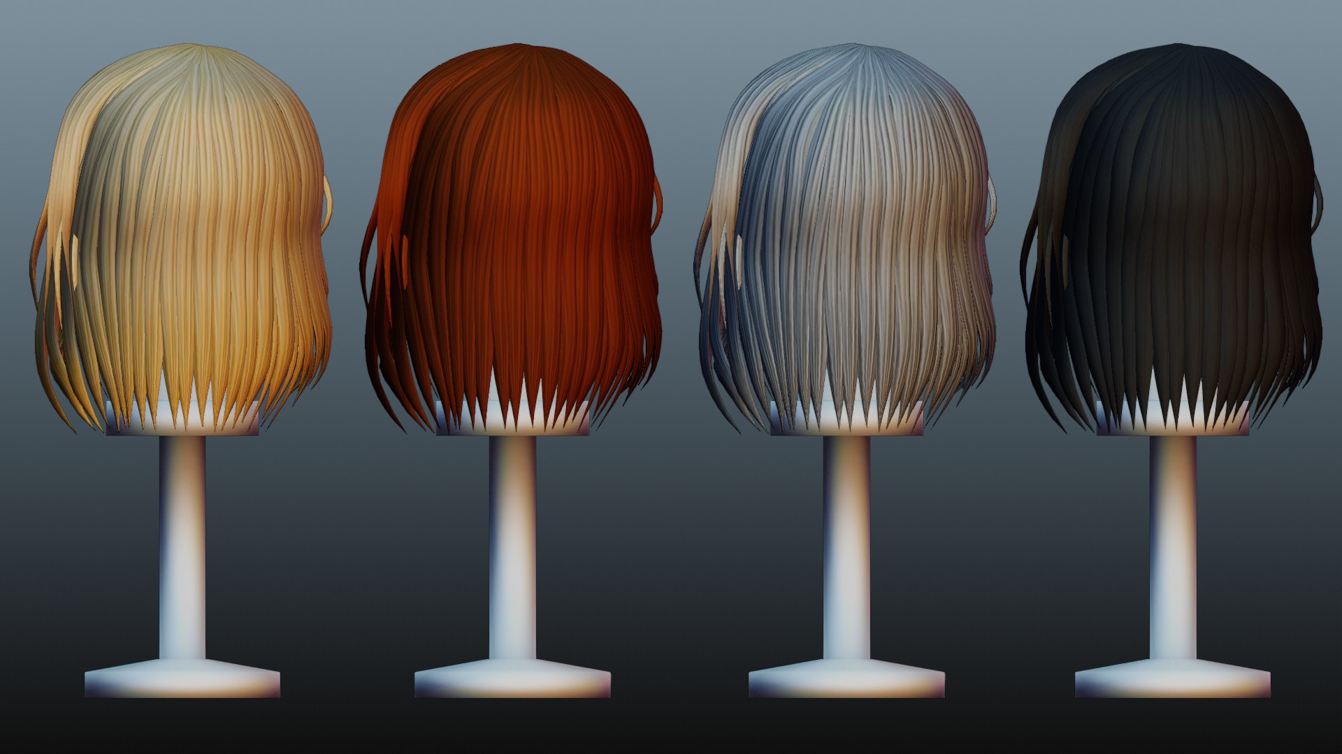 3D Model Female Hair Low Poly 4 Colors - TurboSquid 2143144
