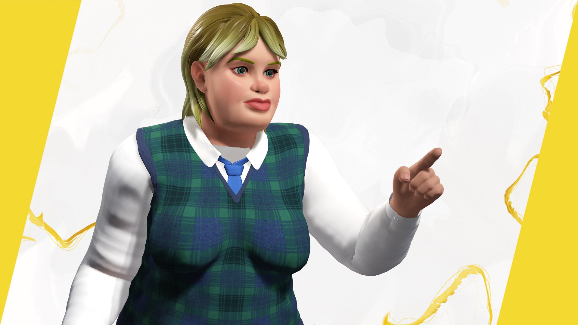 Plus-Size Cartoon Student Girl With Uniform 3D Model Model - TurboSquid ...