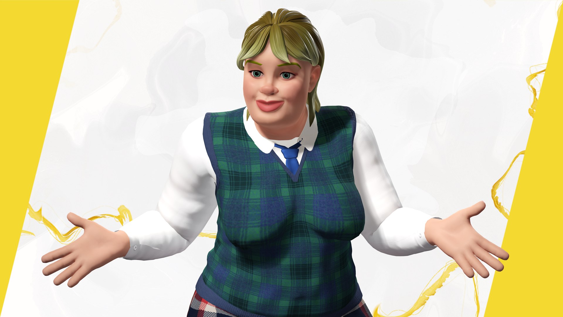 Plus-Size Cartoon Student Girl With Uniform 3D Model Model - TurboSquid ...