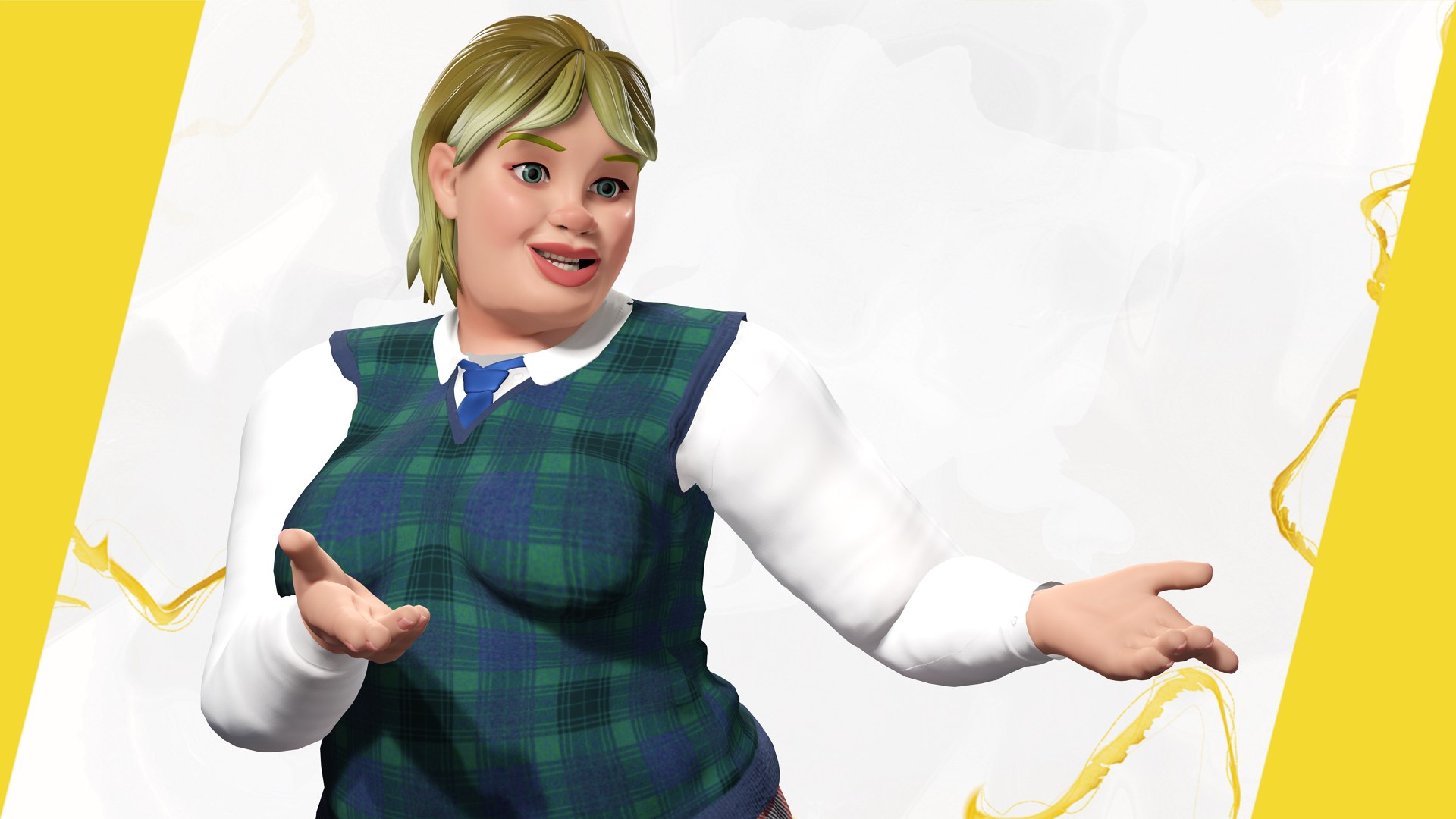 Plus-Size Cartoon Student Girl With Uniform 3D Model Model - TurboSquid ...