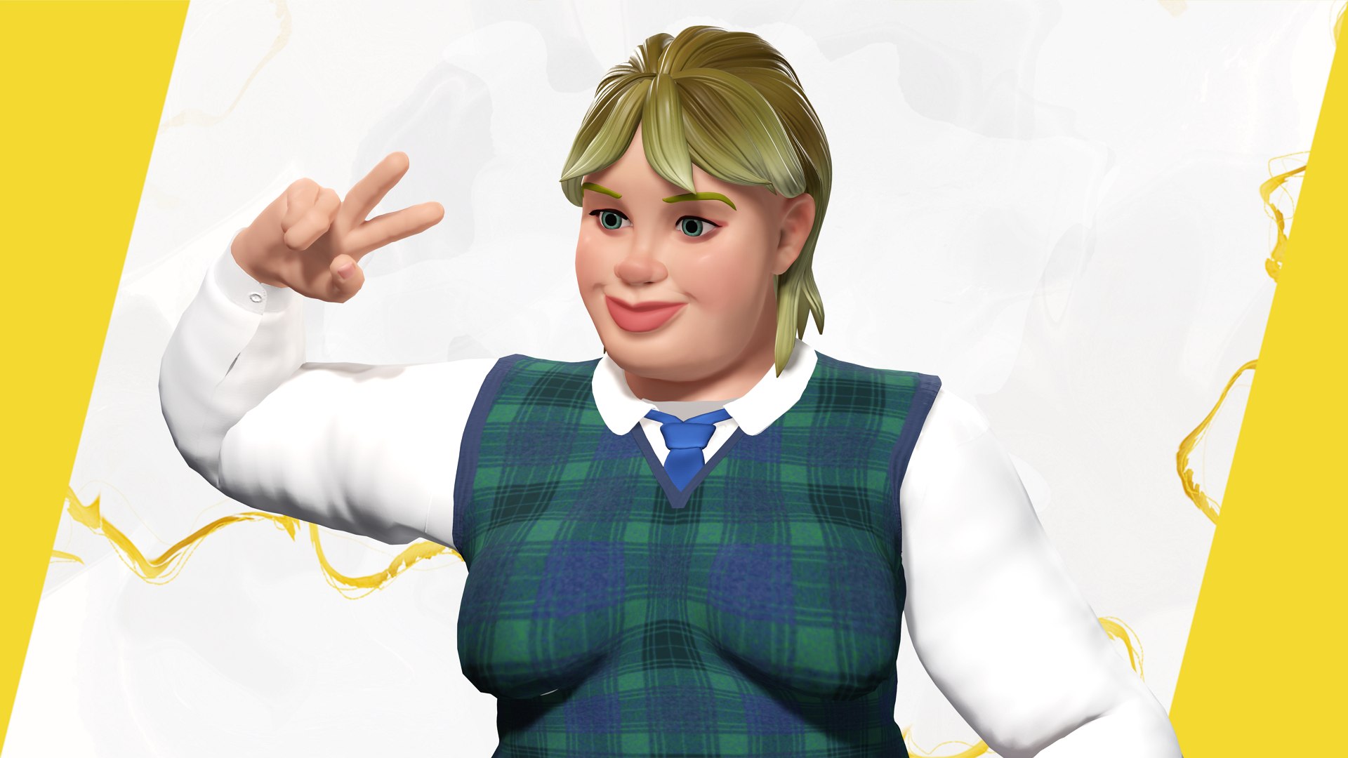 Plus-Size Cartoon Student Girl With Uniform 3D Model Model - TurboSquid ...
