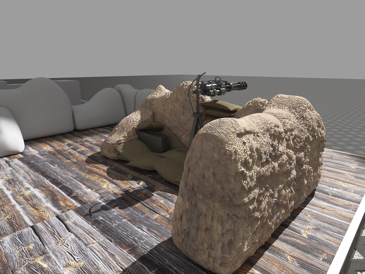 Trench Barricade Gun 3D Model - TurboSquid 1352955