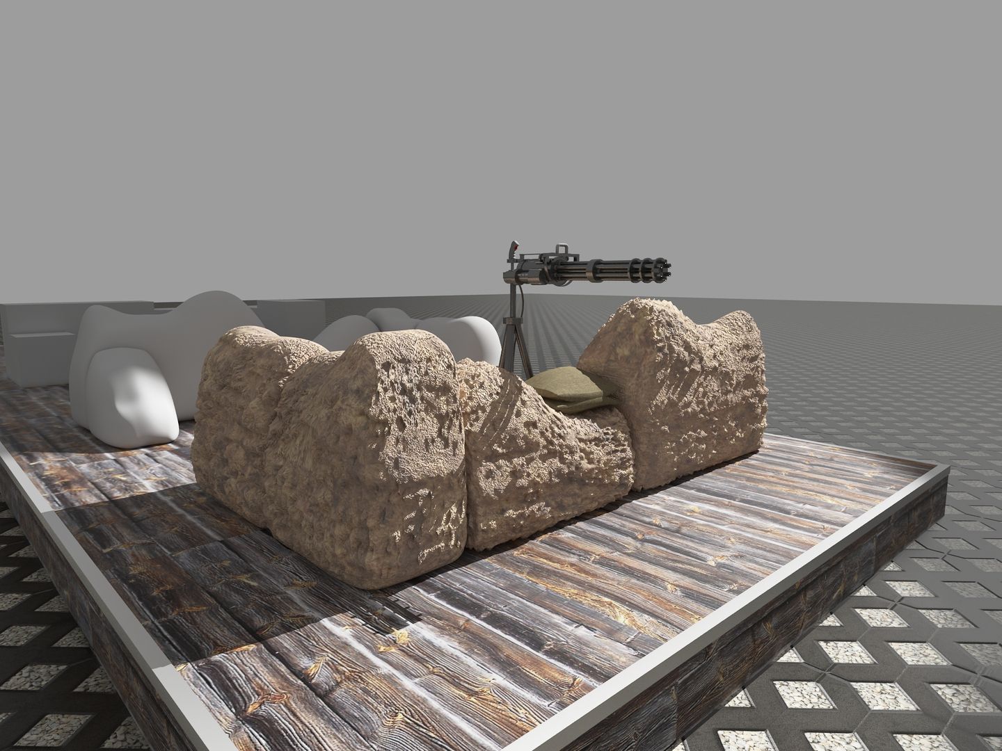 Trench barricade gun 3D model - TurboSquid 1352955