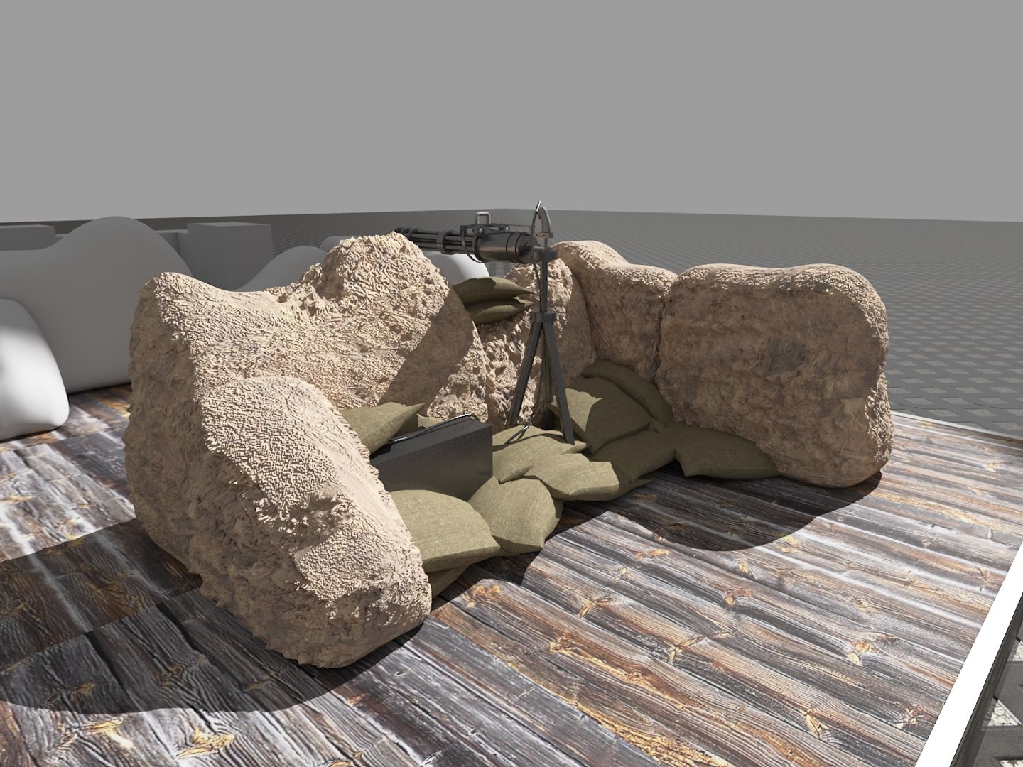 Trench Barricade Gun 3D Model - TurboSquid 1352955