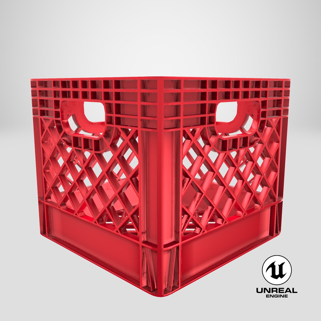 Red milk crate 3D - TurboSquid 1667667
