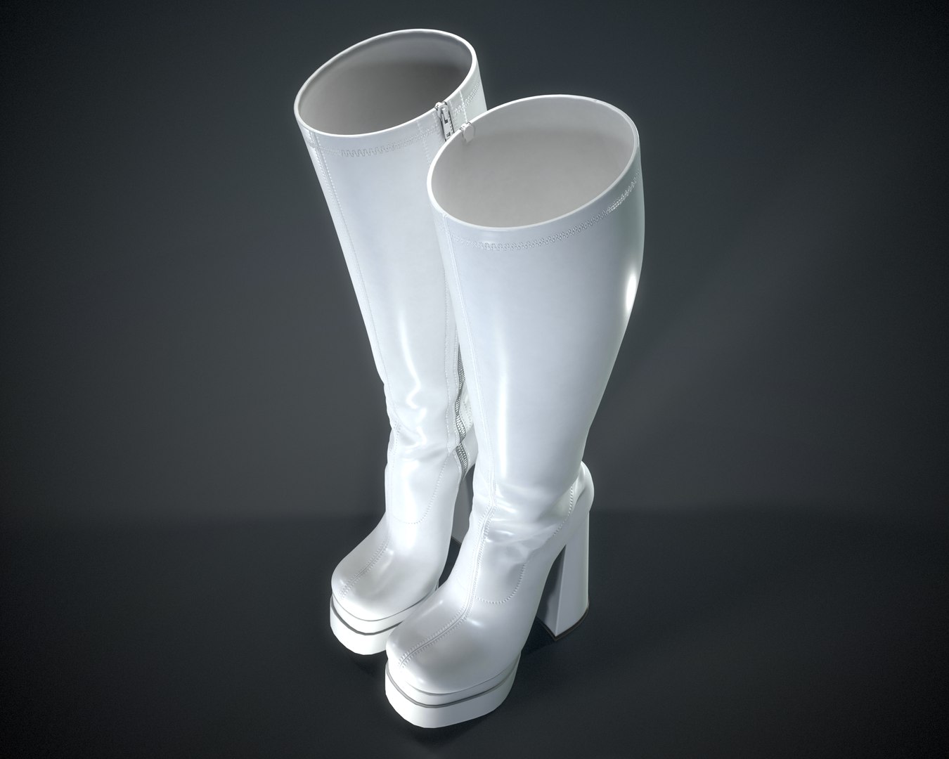 3D Model Double Platform Knee High Boots - TurboSquid 2139348