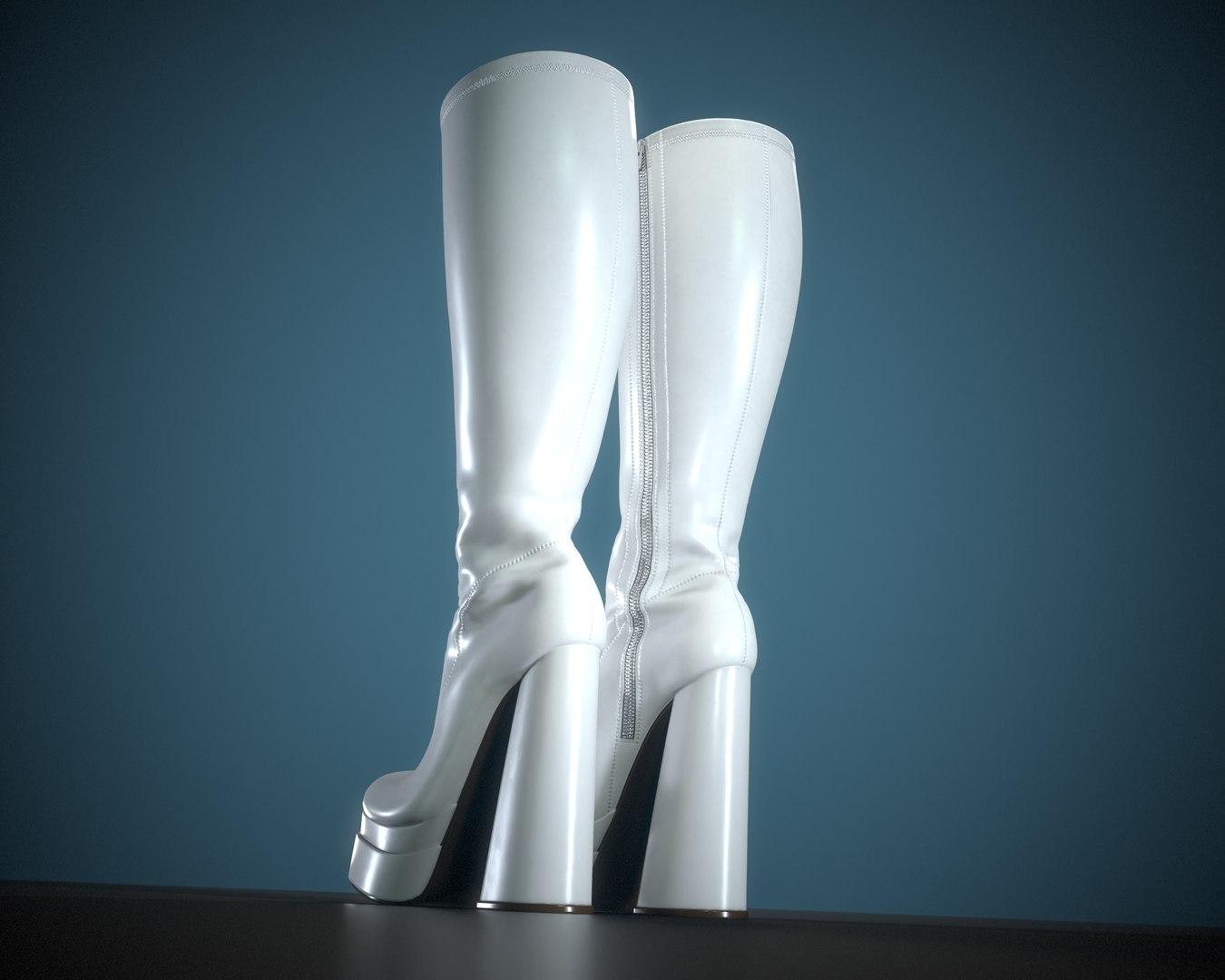 3D Model Double Platform Knee High Boots - TurboSquid 2139348