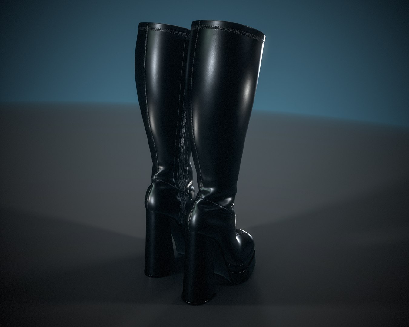 3D Model Double Platform Knee High Boots - TurboSquid 2139348