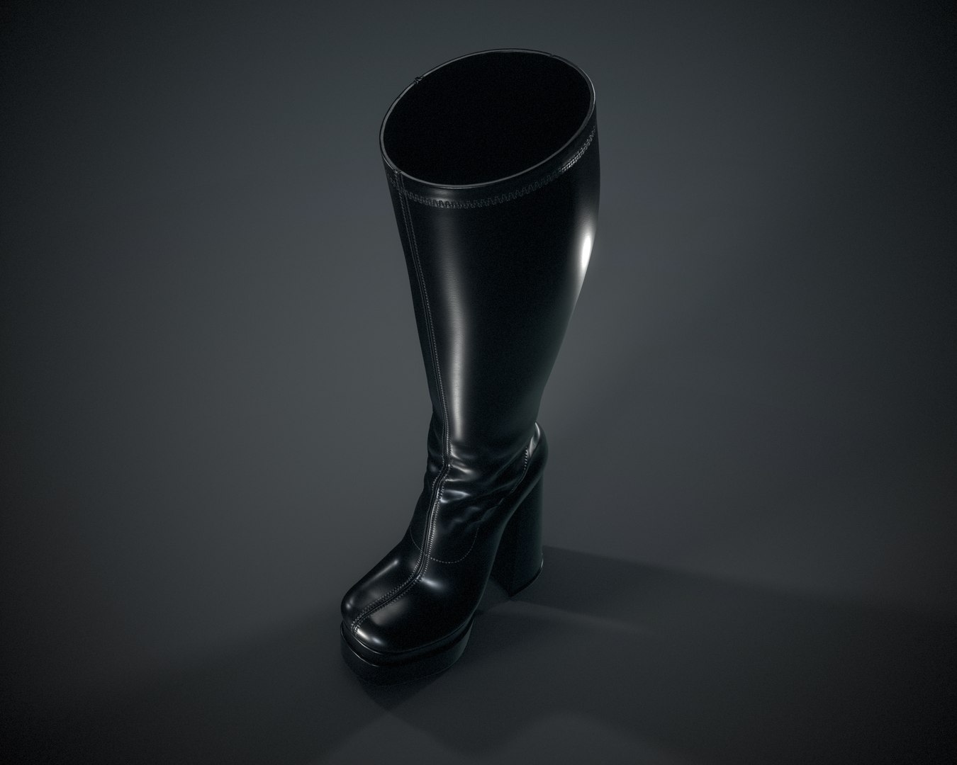 3D Model Double Platform Knee High Boots - TurboSquid 2139348
