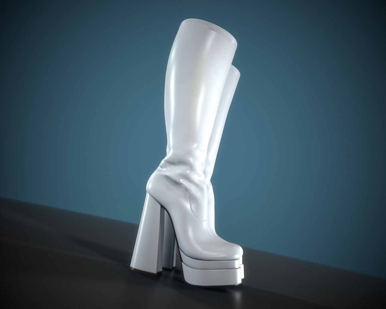 3D Model Double Platform Knee High Boots - TurboSquid 2139348