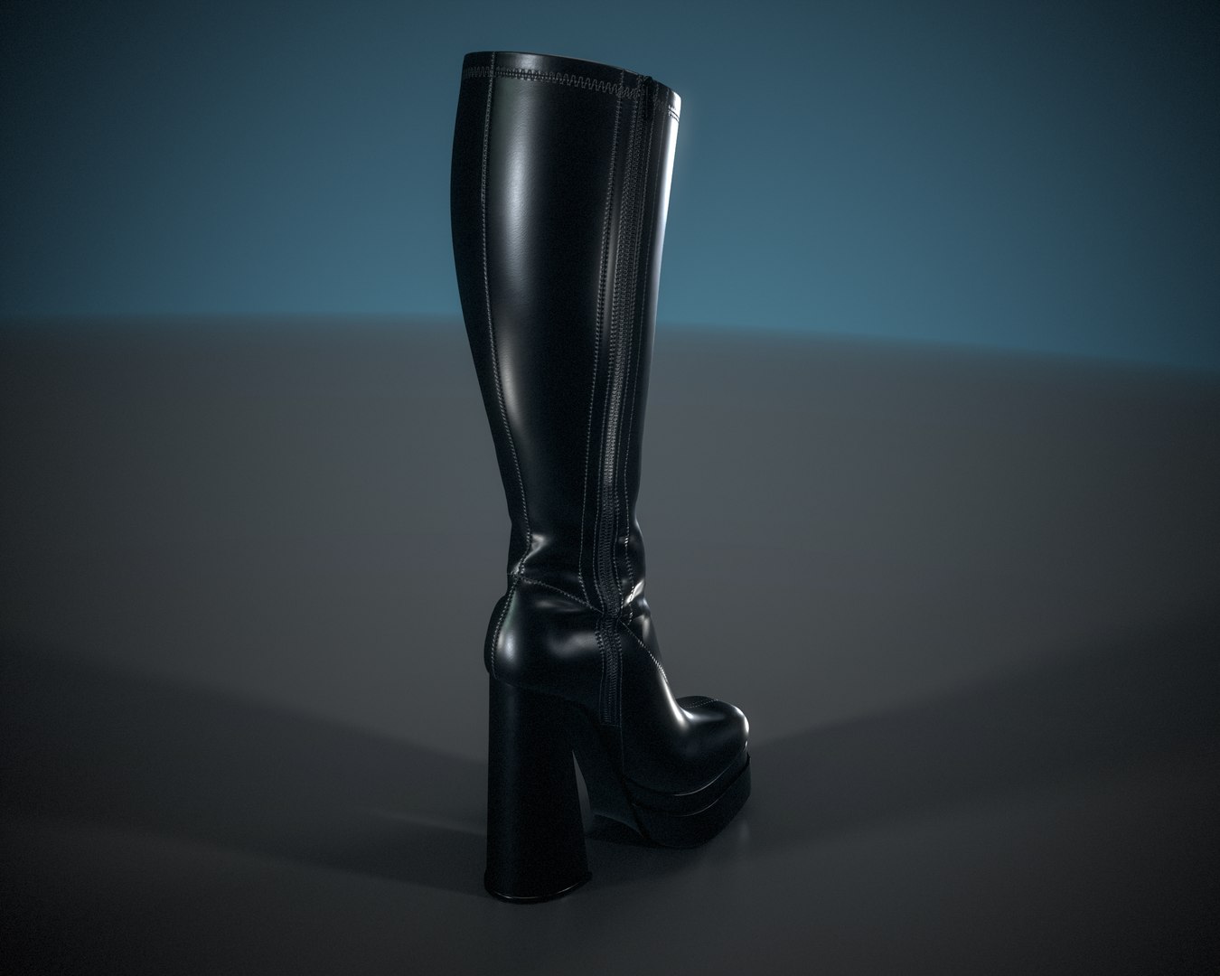 3D Model Double Platform Knee High Boots - TurboSquid 2139348